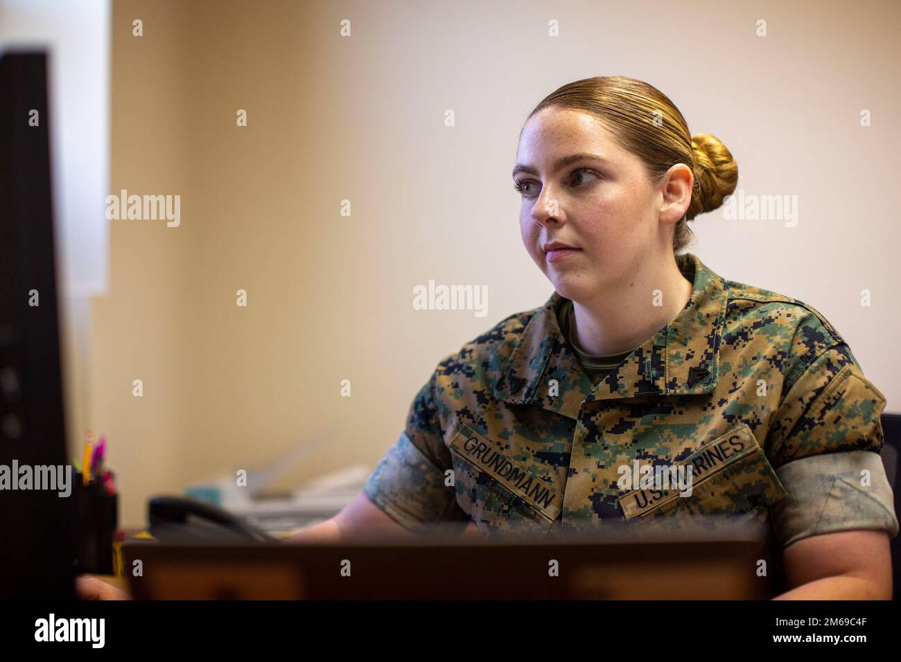 U.S. Marine Corps Cpl. Stephanie E. Grundmann, a legal chief with ...