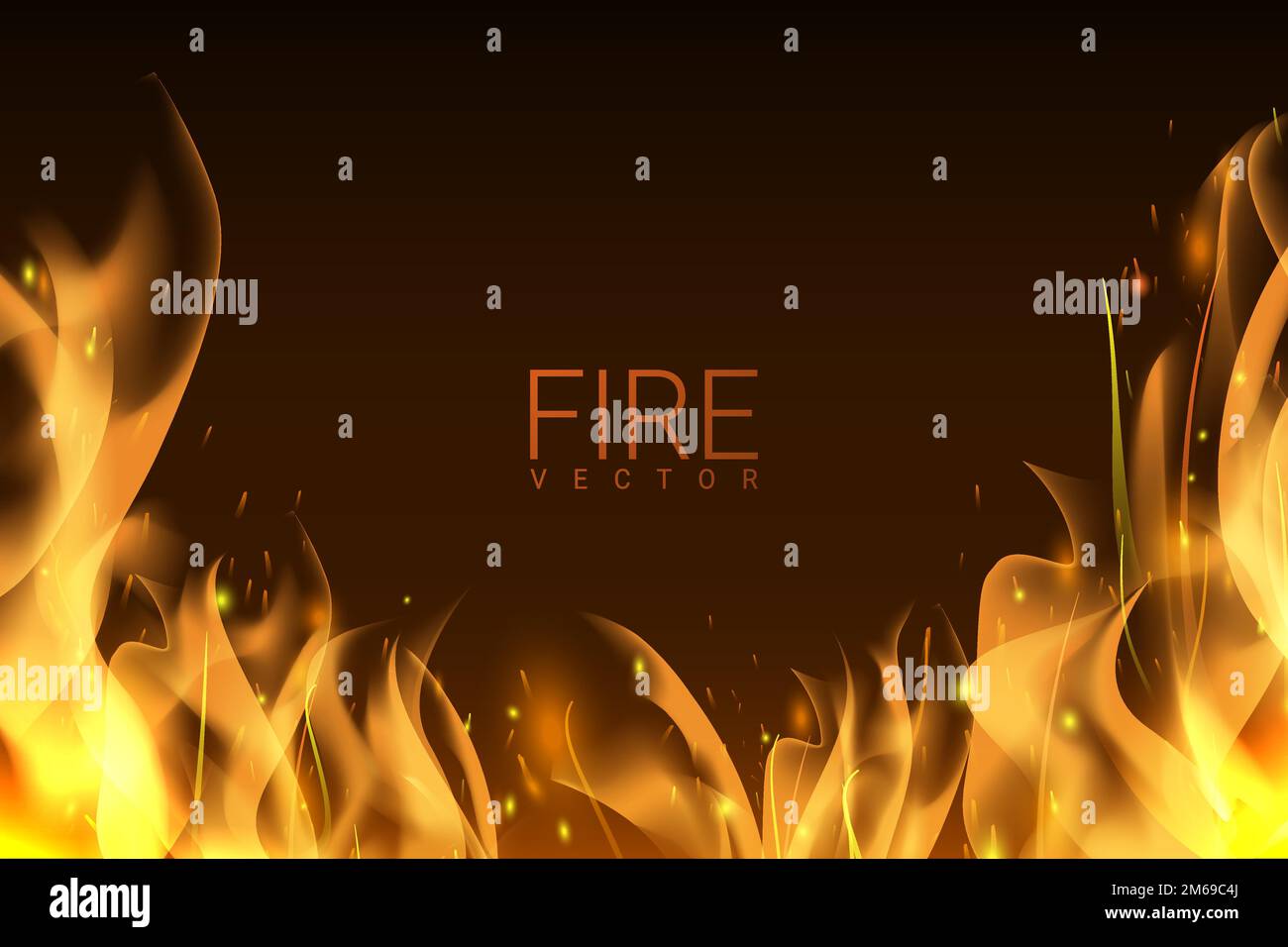 Yellow blazing flame on a black background vector Stock Vector Image ...