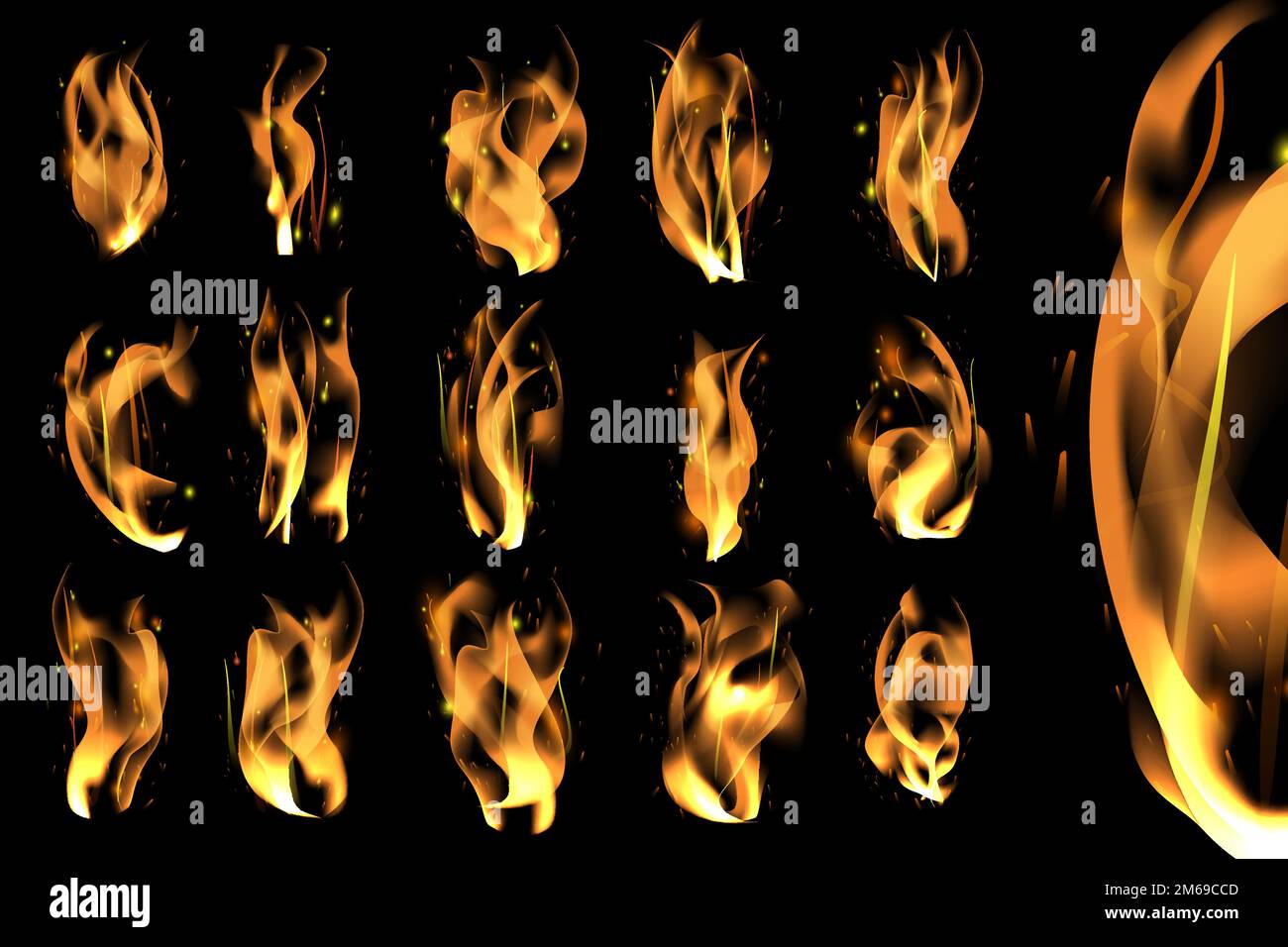 Yellow blazing flame elements vector collection Stock Vector Image ...