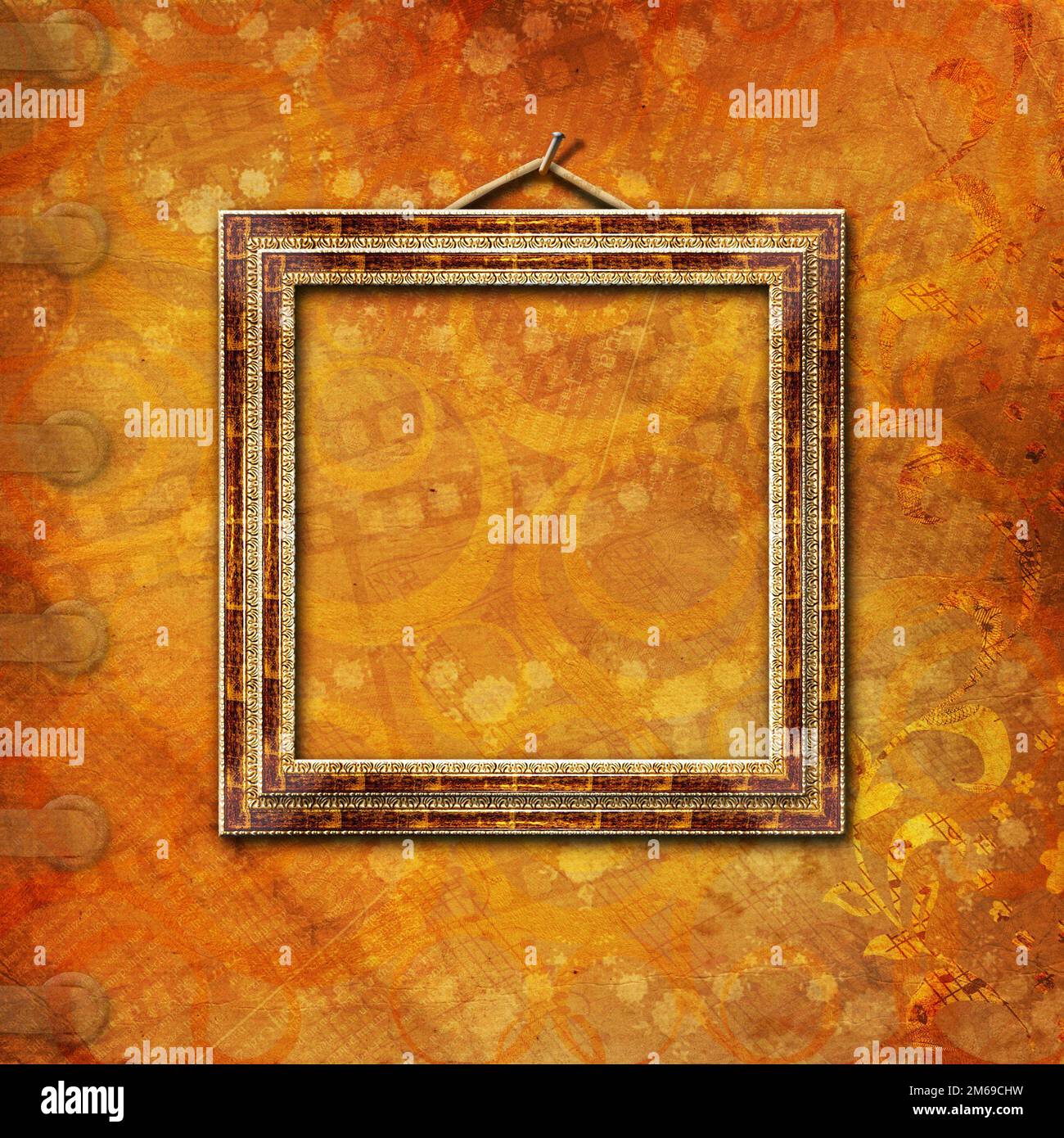 Wooden frame in Victorian style on the abstract ancient background ...