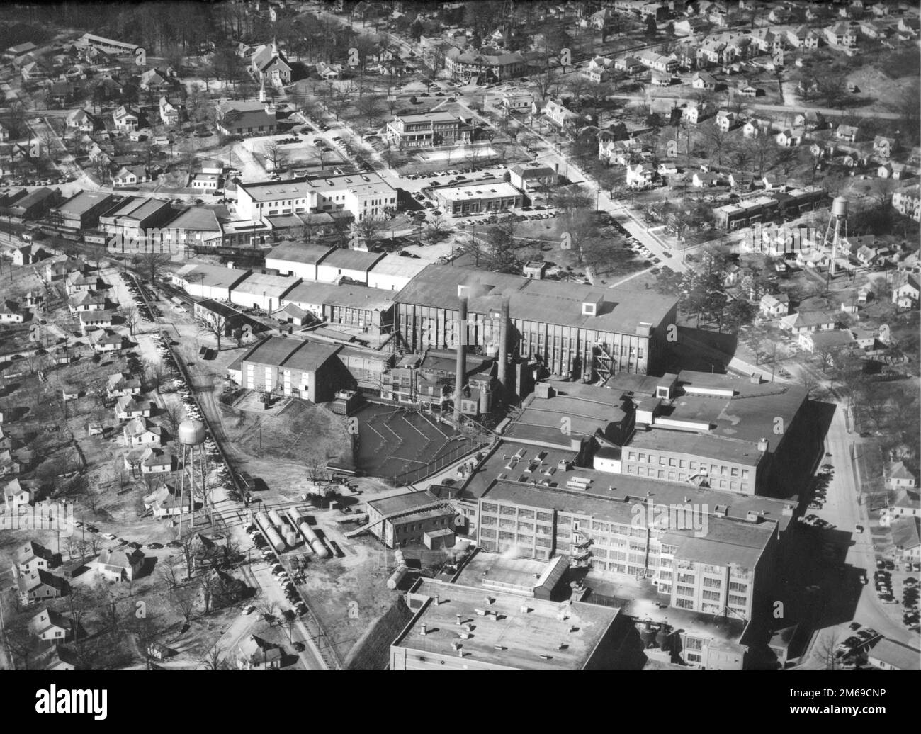A bird's eye view of the mill in the 1950s. Katherine Hall is seen just ...