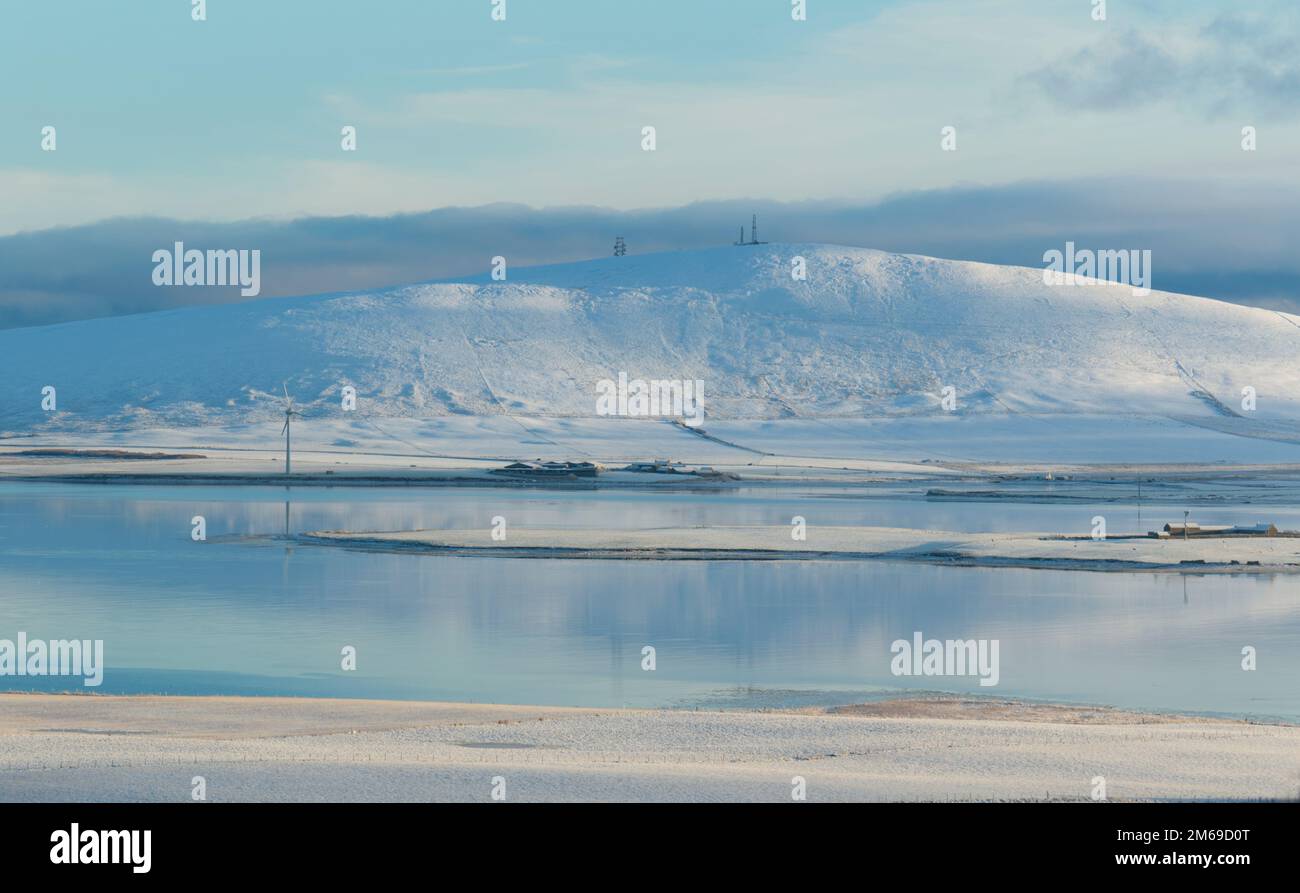 Bay of Firth and Wideford Hill in winter, Orkney Stock Photo - Alamy