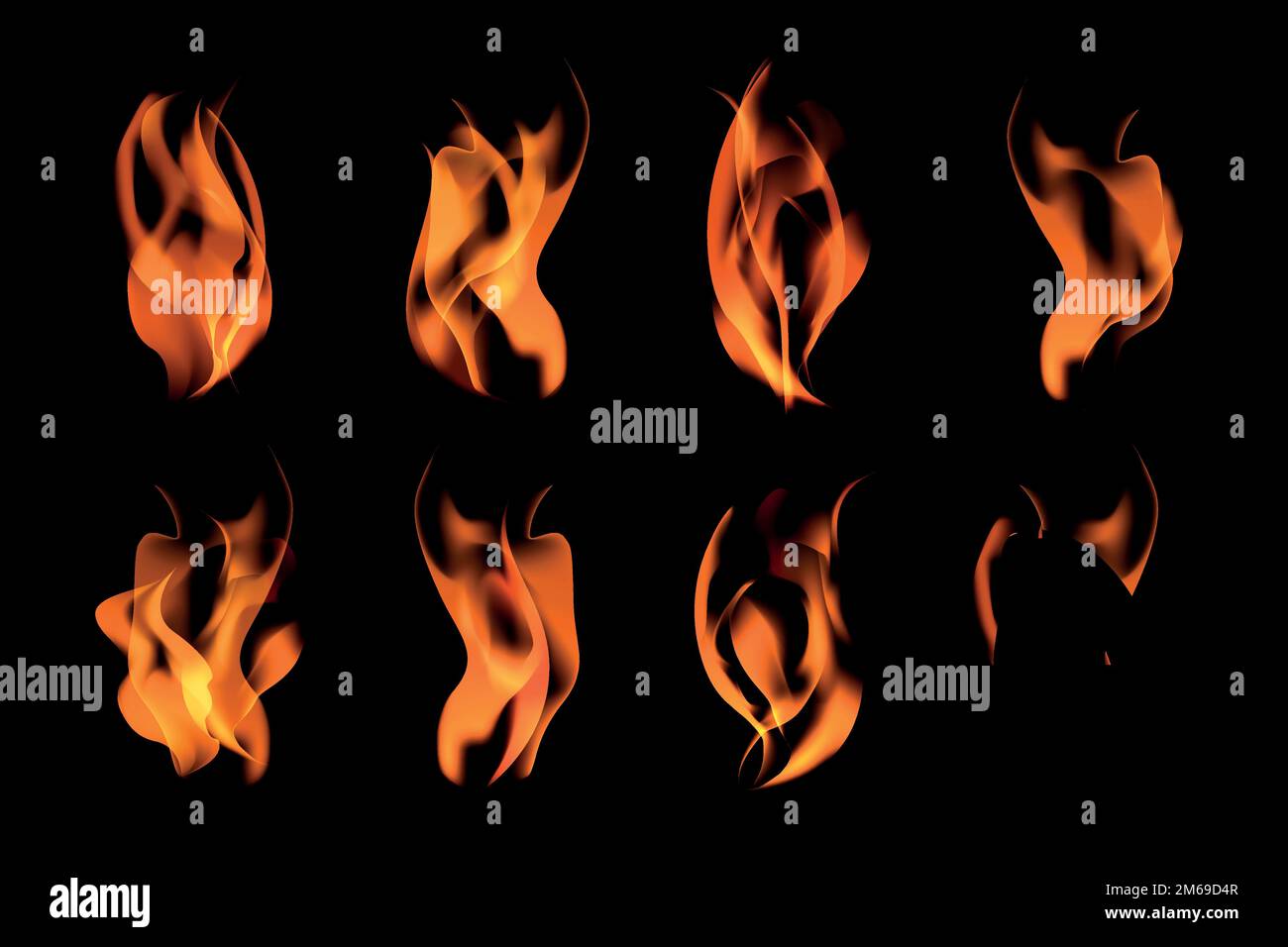 Orange blazing flame elements vector collection Stock Vector Image ...