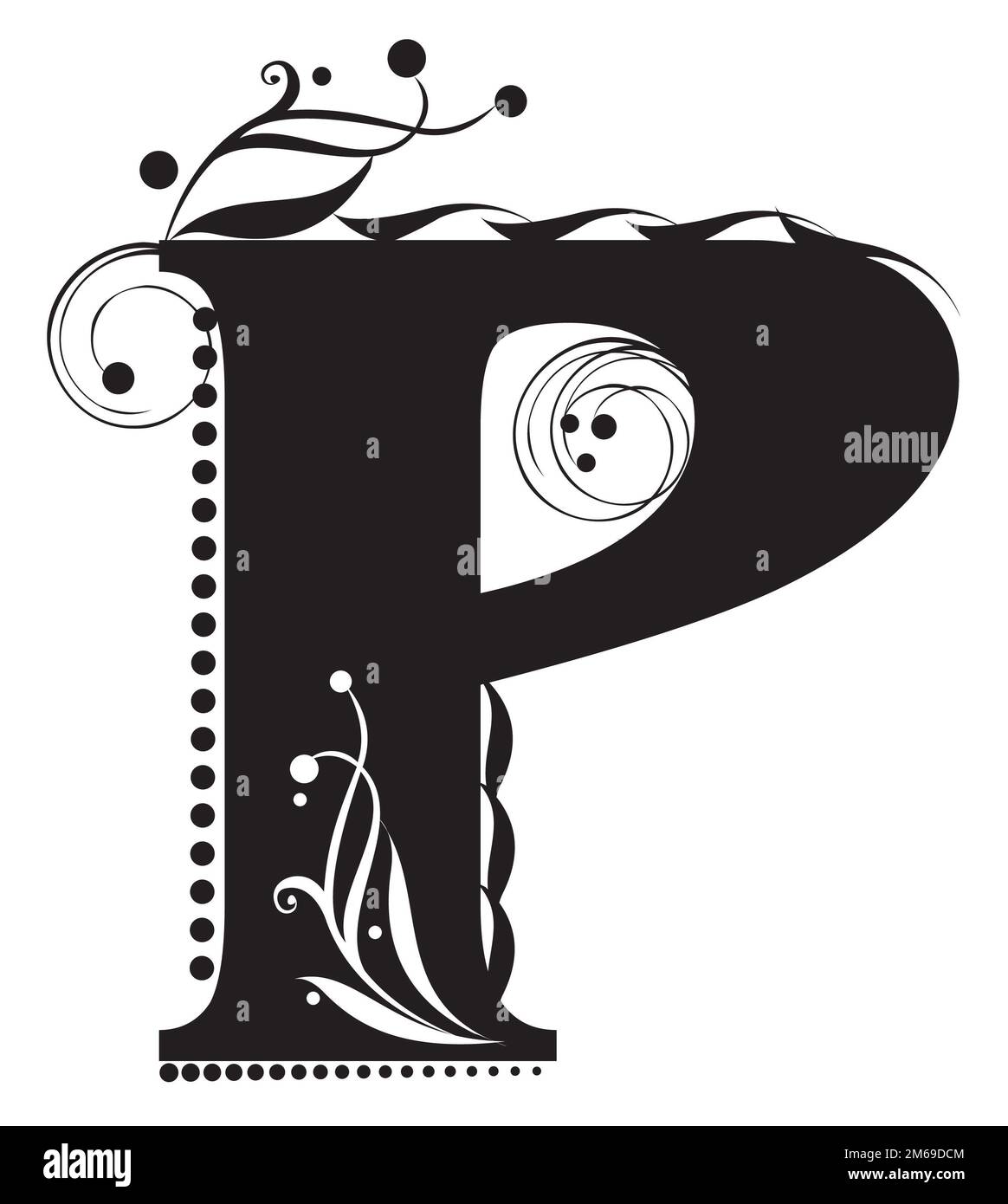 Letter p black flower alphabet Cut Out Stock Images & Pictures - Alamy