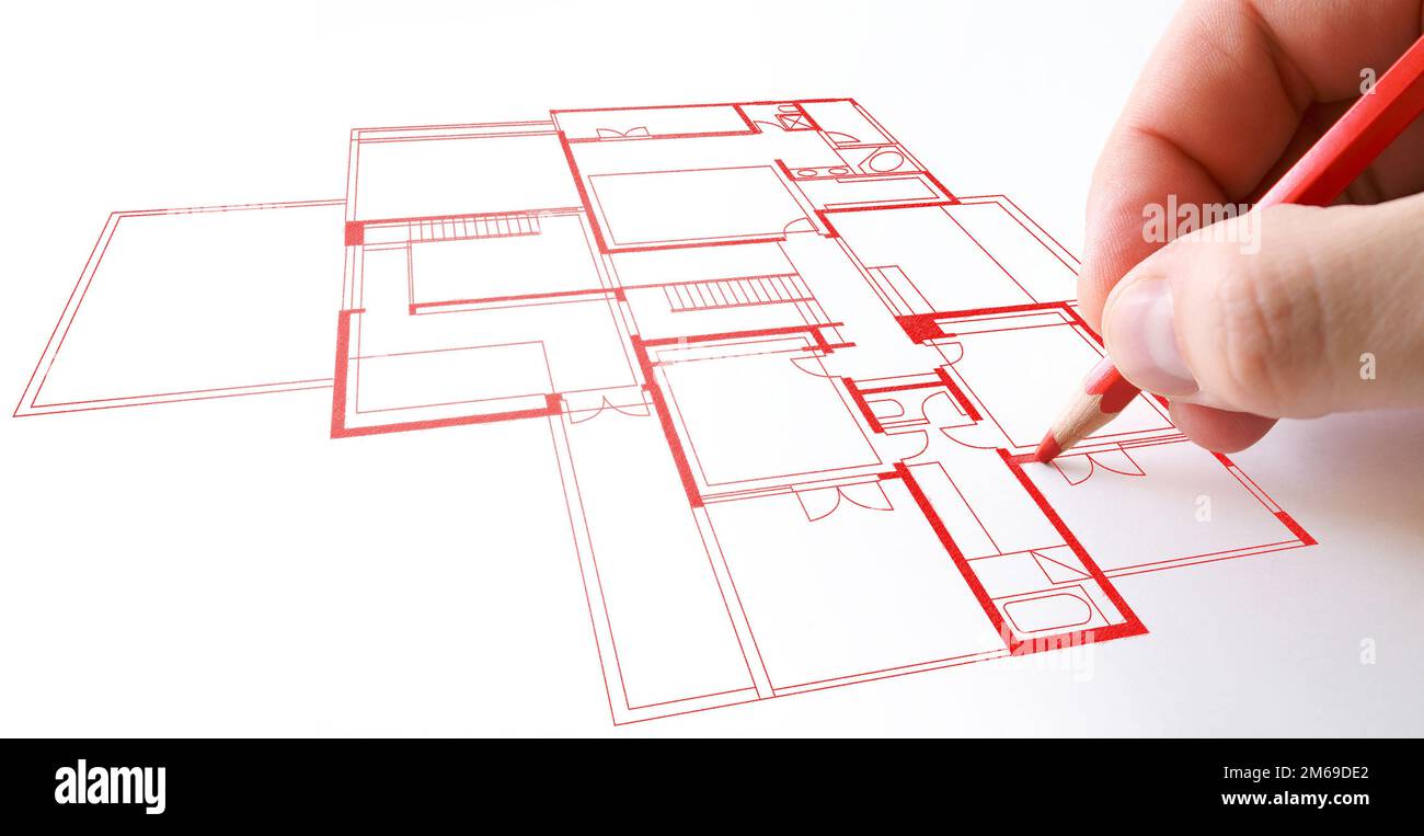 House plan drawing Stock Photo - Alamy