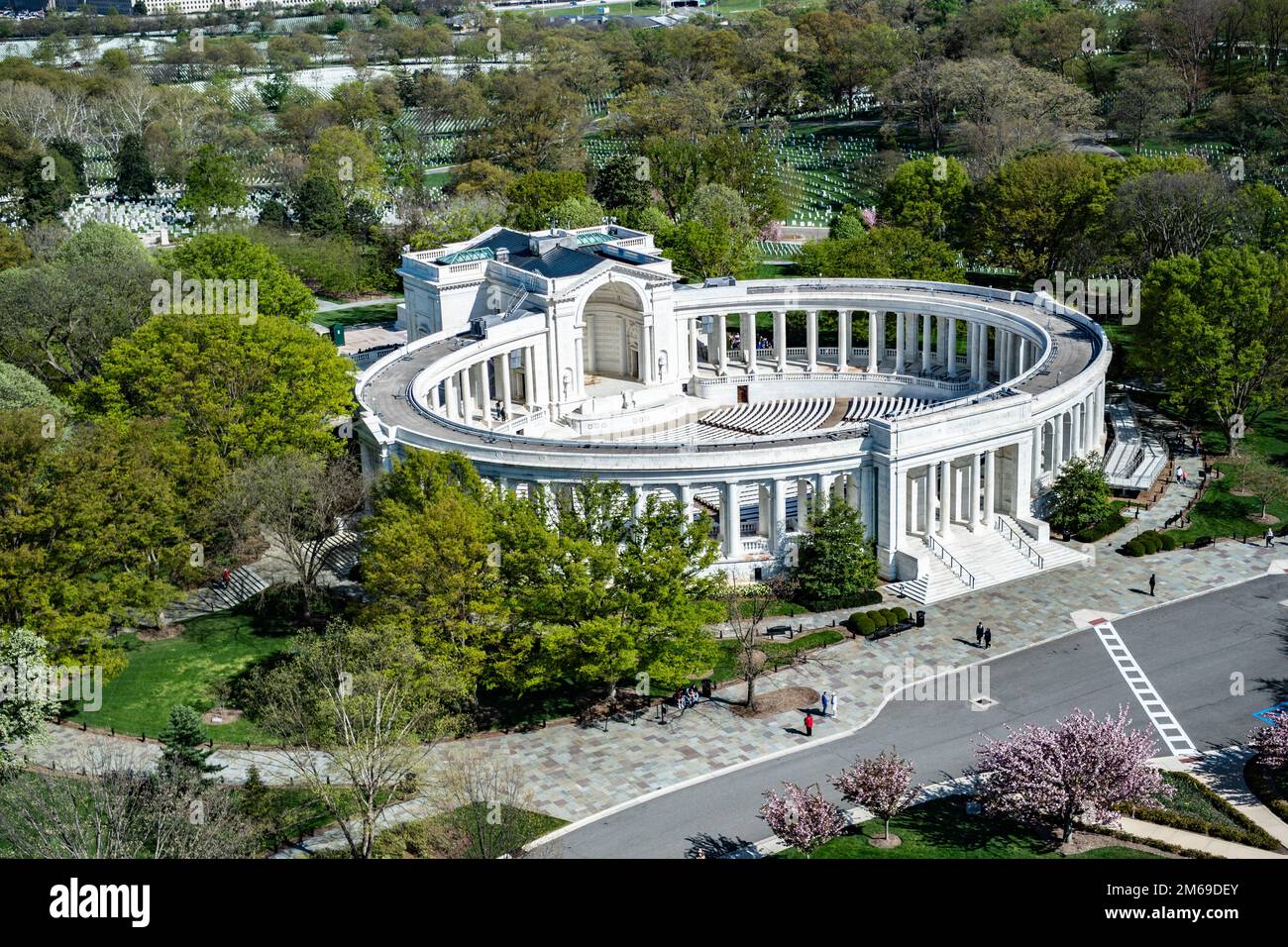 Aerial photography of the Memorial Amphitheater at Arlington National ...