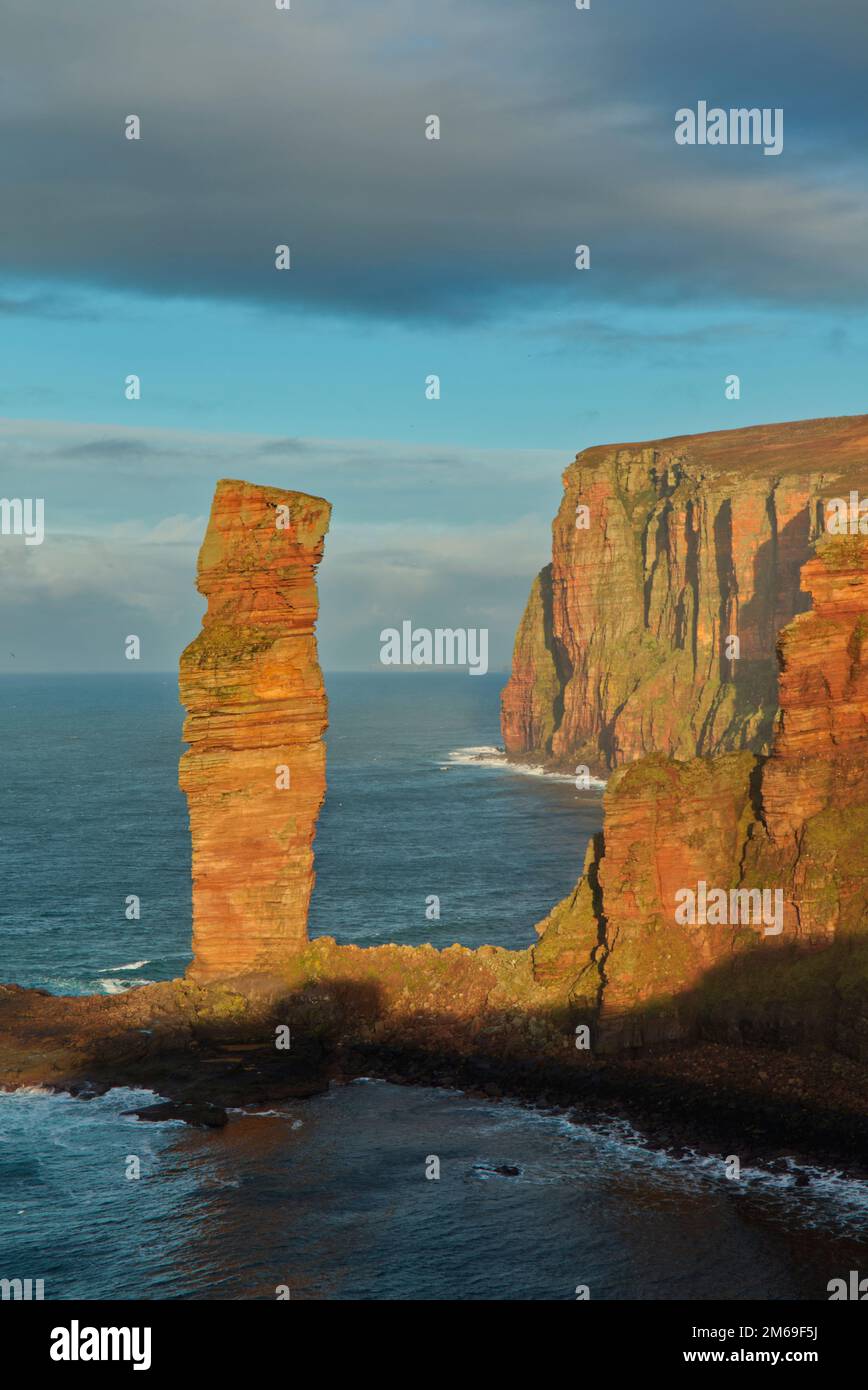 Old Man of Hoy and St John's Head sea cliffs, Orkney Isles Stock Photo ...