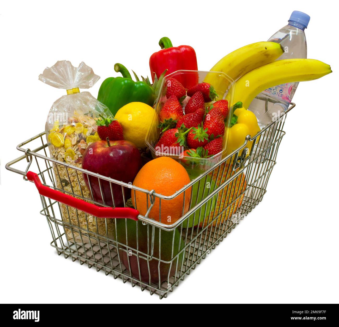 Cart and basket filled with grocery products hi-res stock photography ...