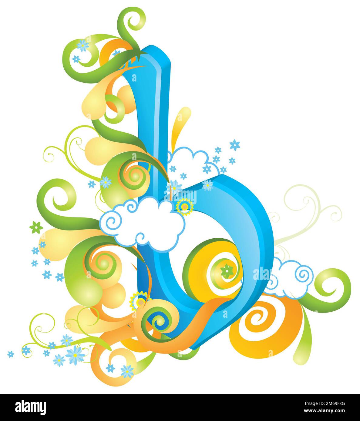 Letter silhouette with flower Cut Out Stock Images & Pictures - Alamy