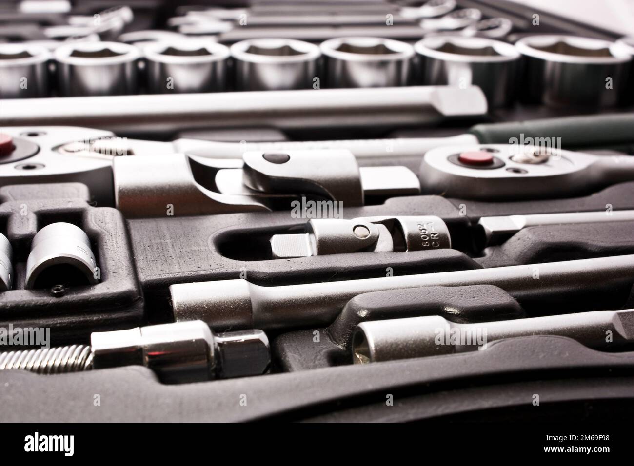 Kit of metallic tools Stock Photo - Alamy