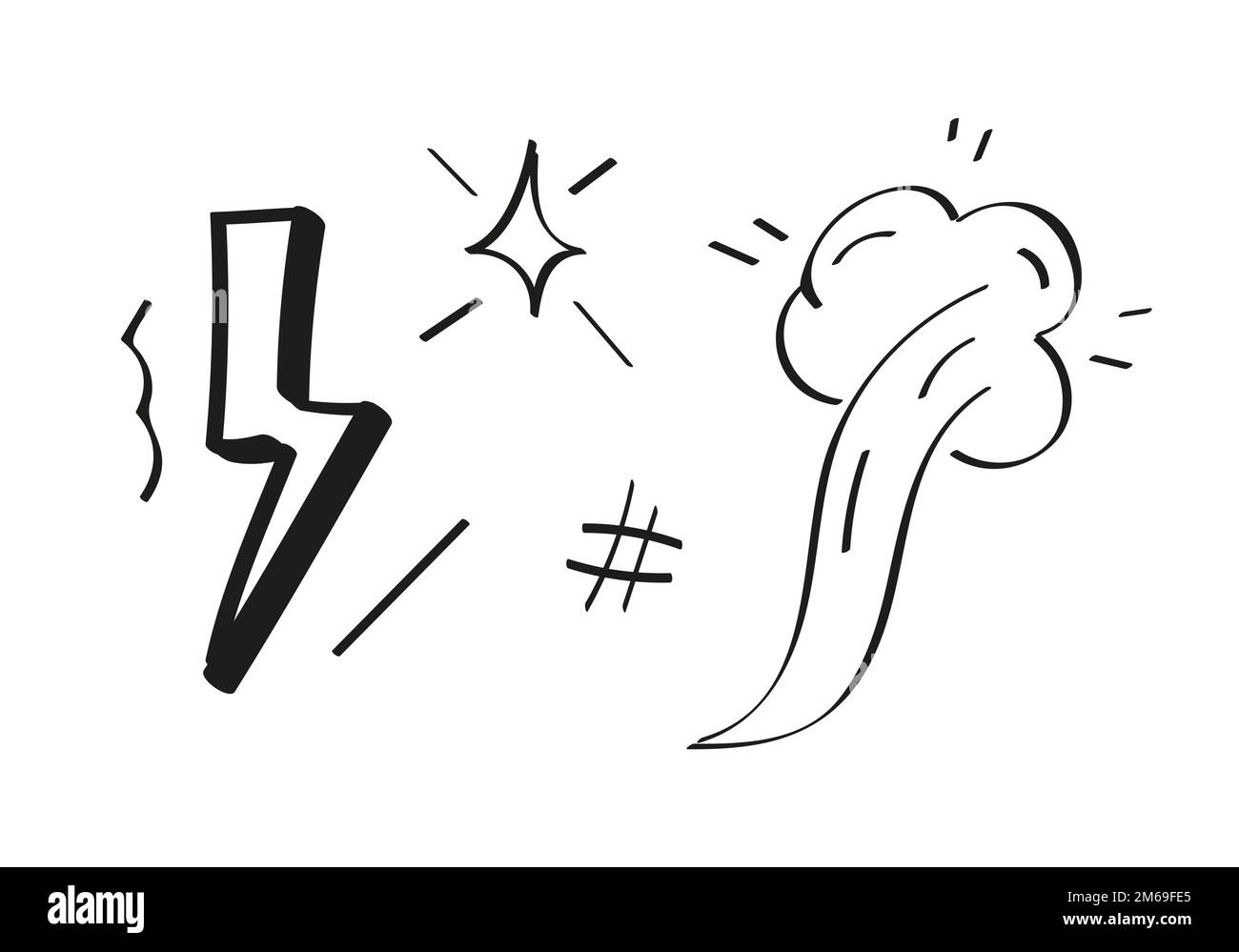 Lightning, explosion icon vector in doodle, sketch style. Angry, rude ...