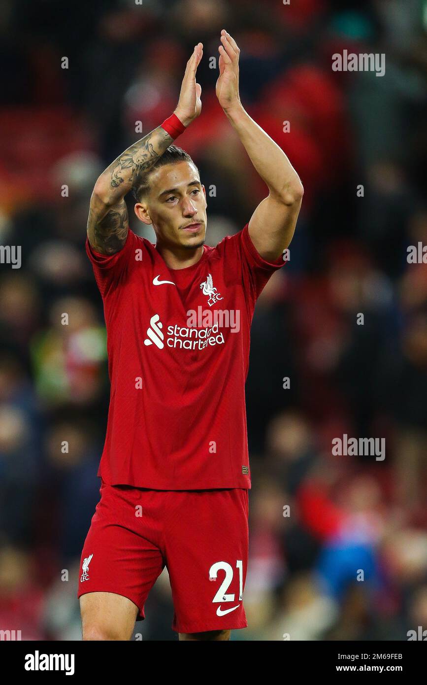 Liverpool's Kostas Tsimikas during the Premier League match at Anfield ...