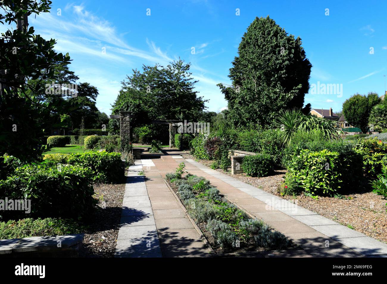 View over Coronation Park, Corby town, Northamptonshire, England ...