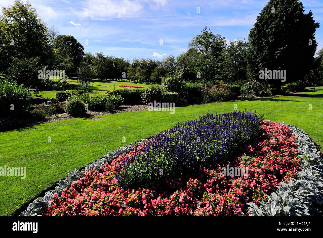 View over Coronation Park, Corby town, Northamptonshire, England ...