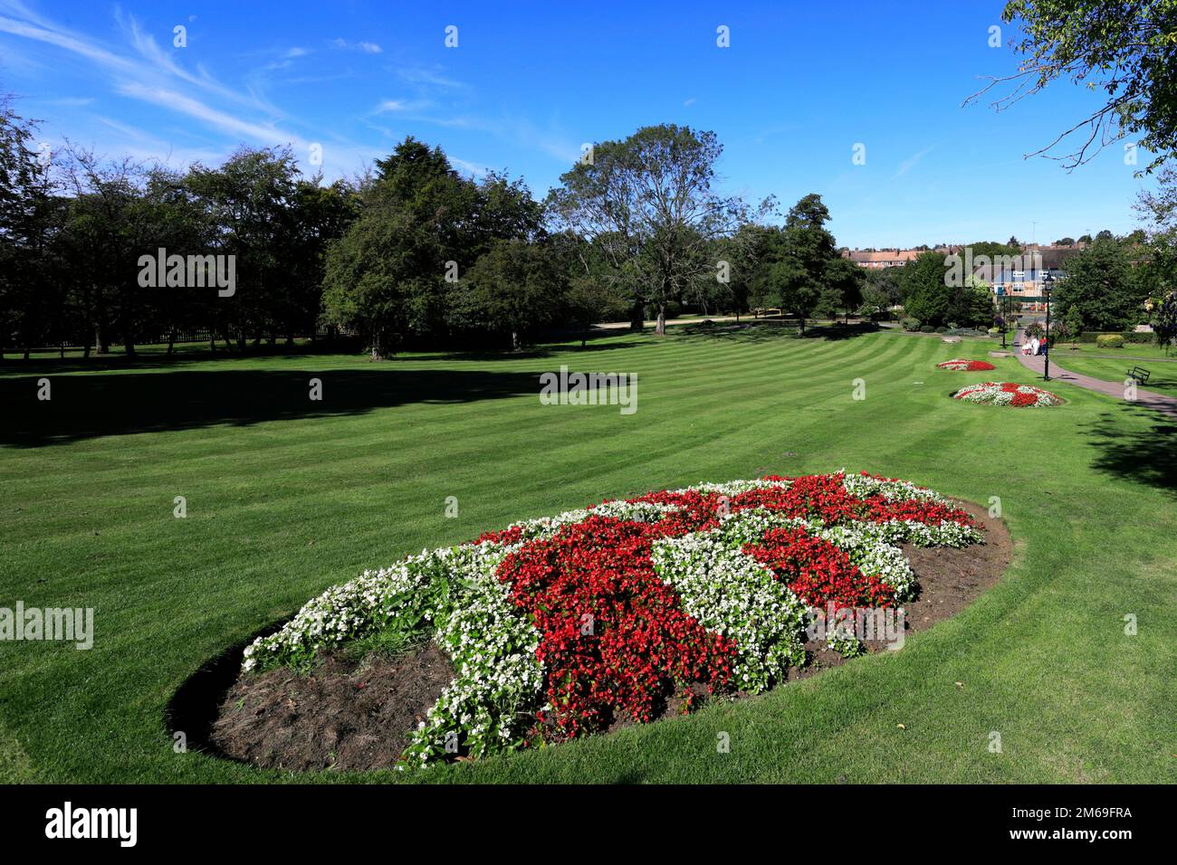 View over Coronation Park, Corby town, Northamptonshire, England ...