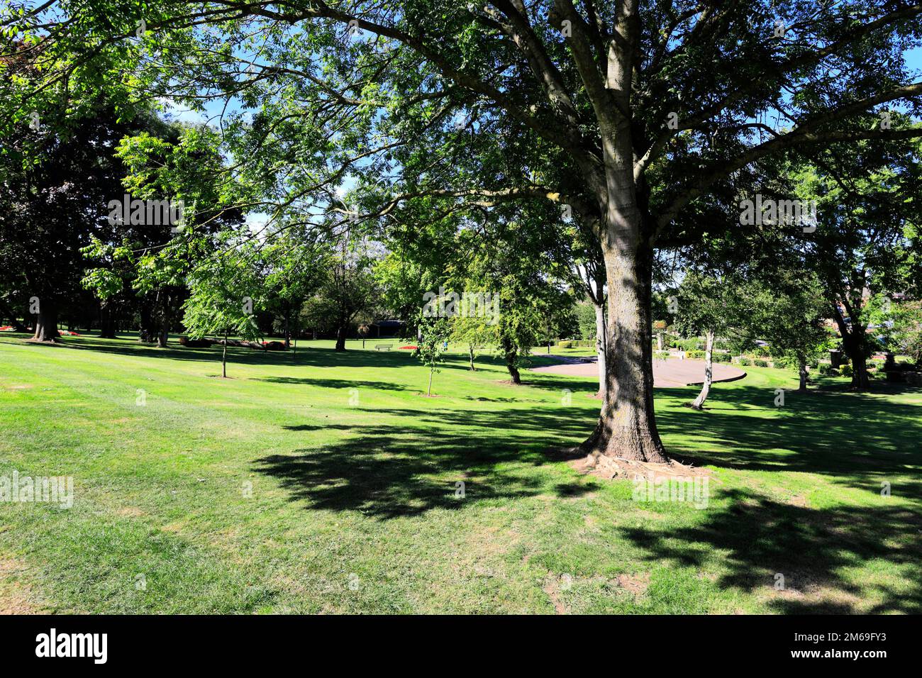 View over Coronation Park, Corby town, Northamptonshire, England ...