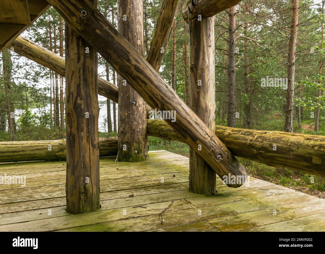 landscape with a wooden construction walking bridge in the middle of ...