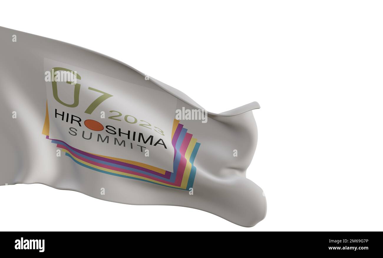 Flag G7 2023 with Official Japan G7 Logo on white background, G7 summit ...