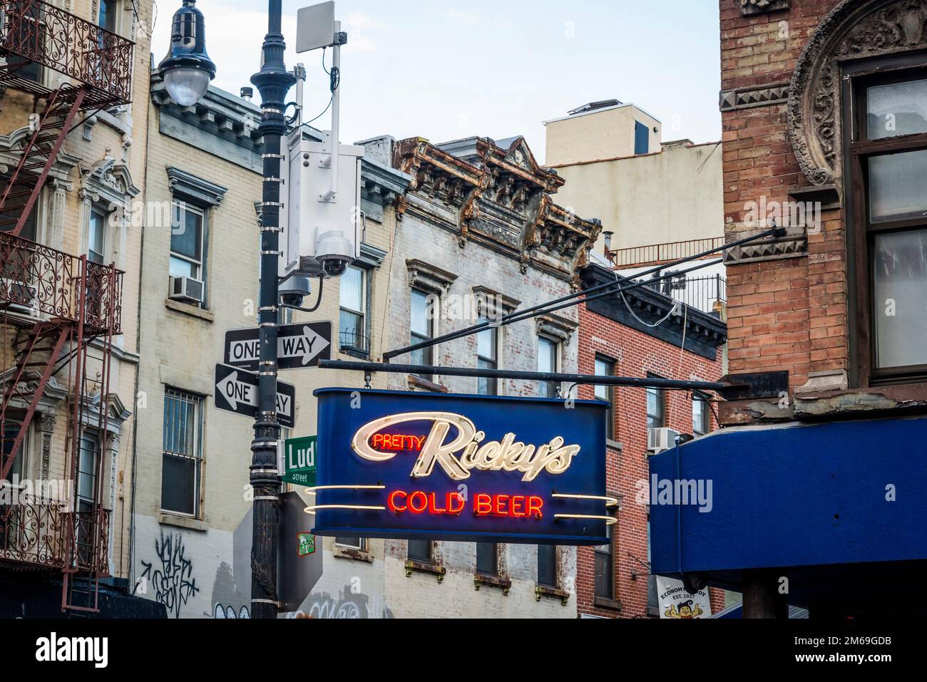 Street with bars and restaurants in The Bowery, a historic ...