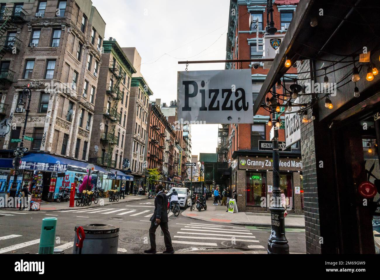 Pizza in The Bowery, a historic neighbourhood in the Lower East Side of ...