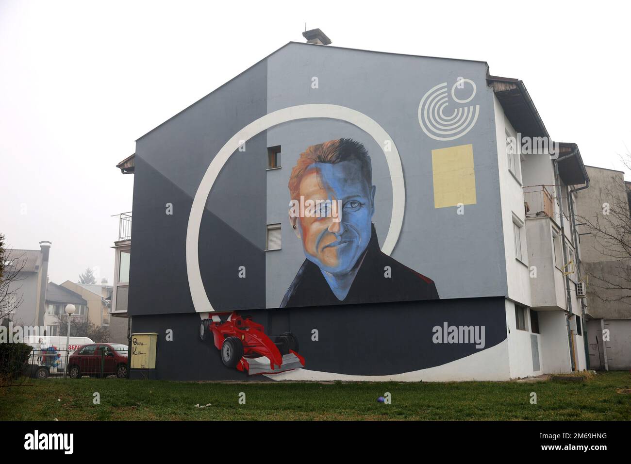 Photo taken on January 3, 2023. shows a gigantic mural of seven-time ...