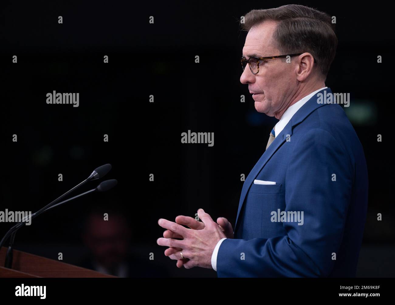 Pentagon Press Secretary John F. Kirby speaks during a press briefing ...