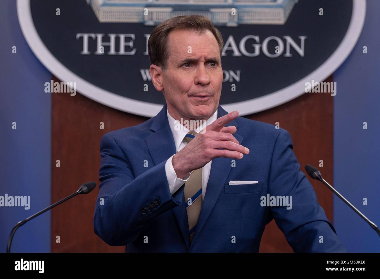 Pentagon Press Secretary John F. Kirby speaks during a press briefing ...