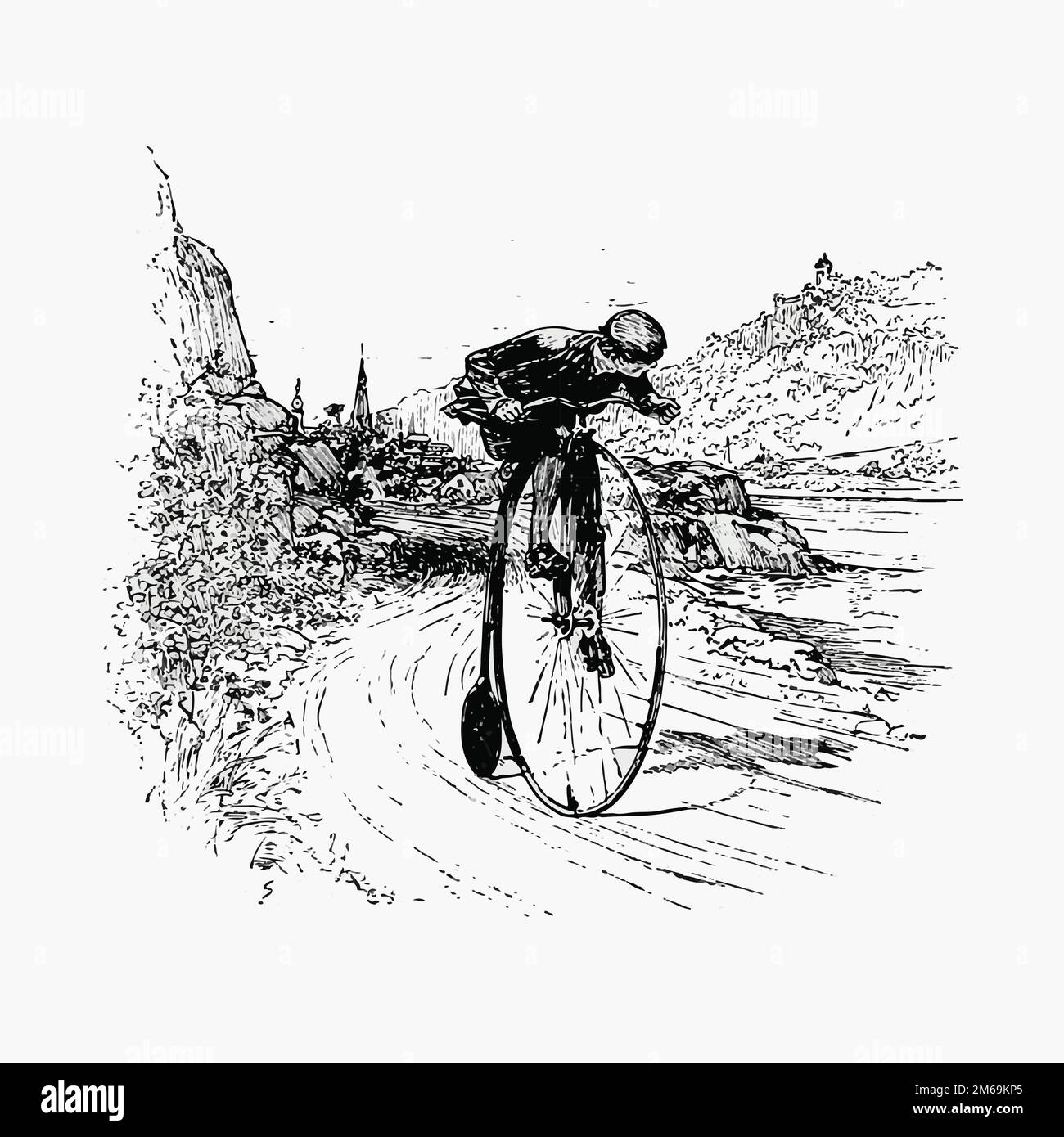 Big wheel cyclist illustration vector Stock Vector Image & Art - Alamy