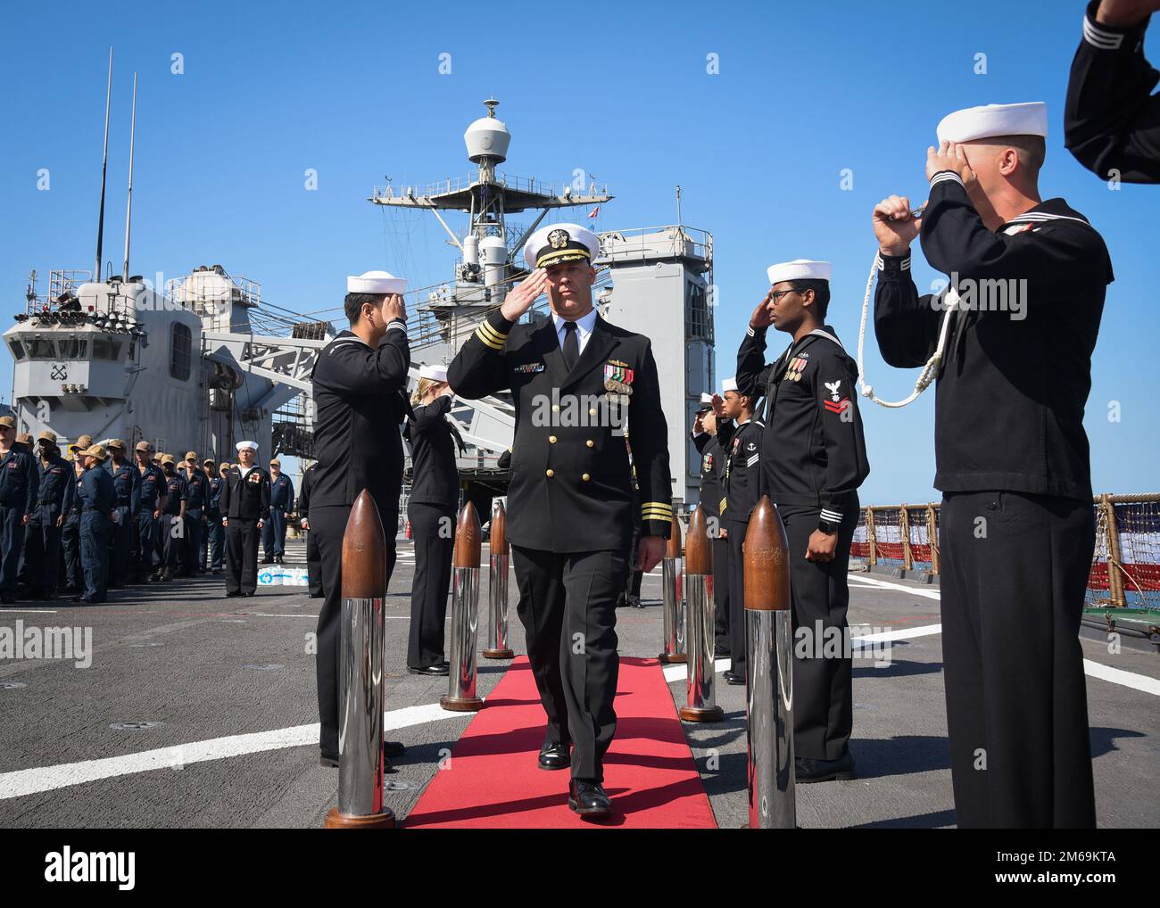 SAN DIEGO (April 21, 2022) Cmdr. Michael J. Welgan salutes while ...