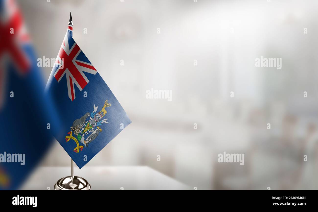 Small flags of the South Georgia and the South Sandwich Islands on an ...