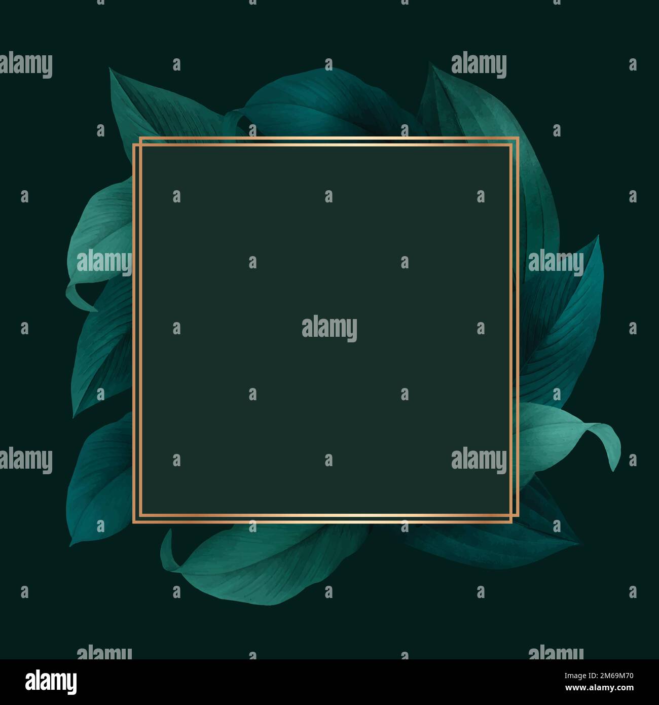 Golden frame on a green leafy background vector Stock Vector Image ...