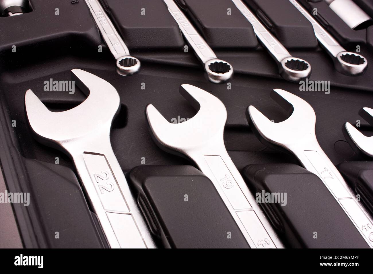 Kit of metallic tools Stock Photo - Alamy