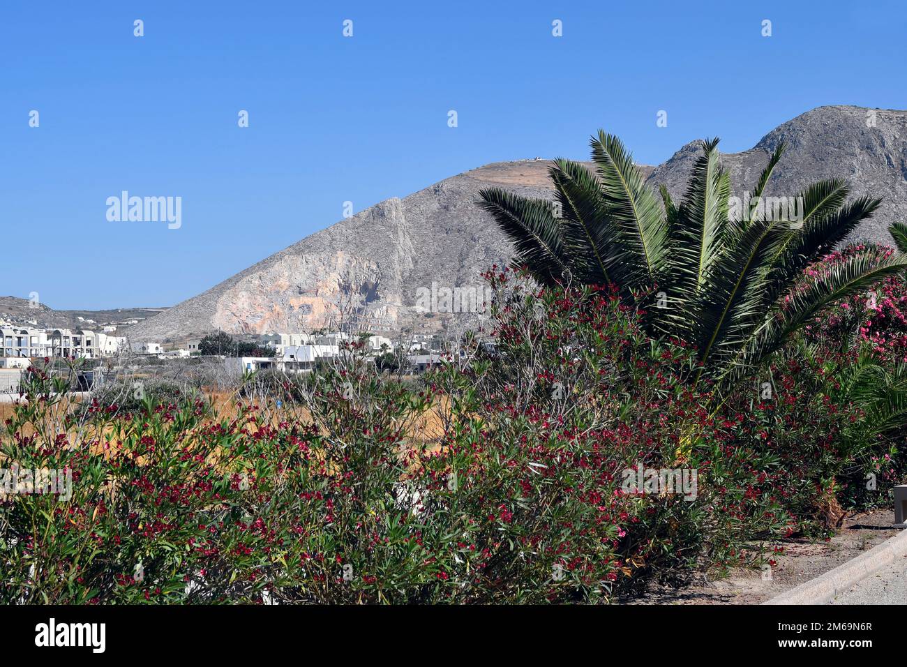 Greece, Santorini Island, barren landscape in Perissa village with ...