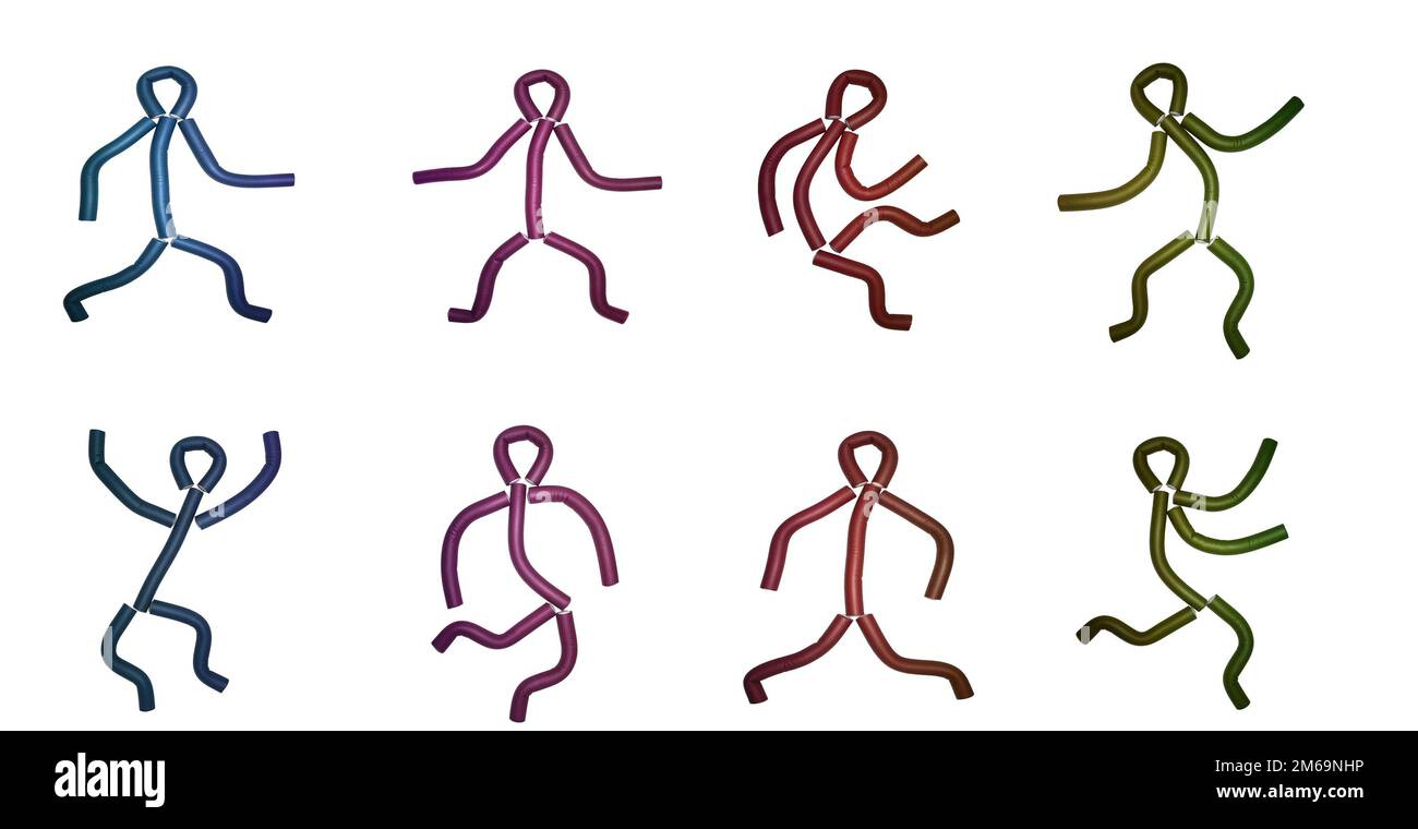 Dancing human figures made of plastic sticks Stock Photo - Alamy