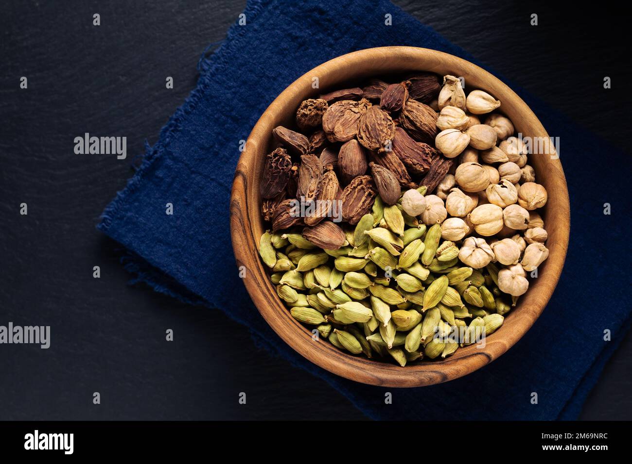 Food Spices concept 3 colors of cardamom pods green, black, white ...