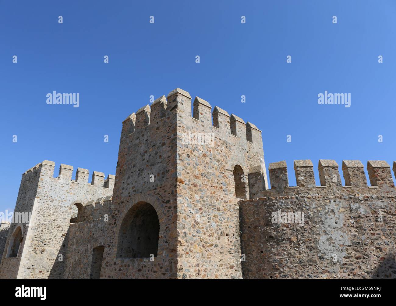 Walls of Anamur aka Mamure Castle with Blue Sky Background in Anamur ...