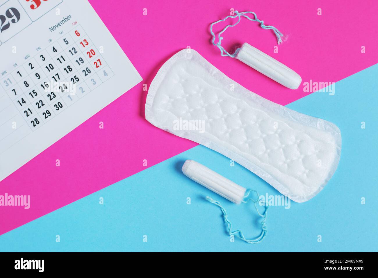 Woman hygiene protection, menstruation calendar and clean cotton ...