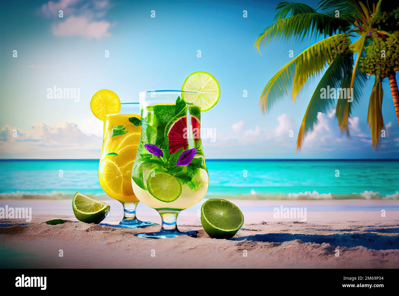 Summer coctails by the sea Stock Photo - Alamy