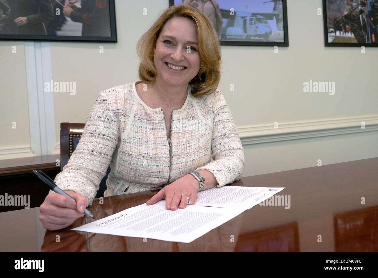 Deputy Secretary of Defense Kathleen H. Hicks signs a memorandum on ...