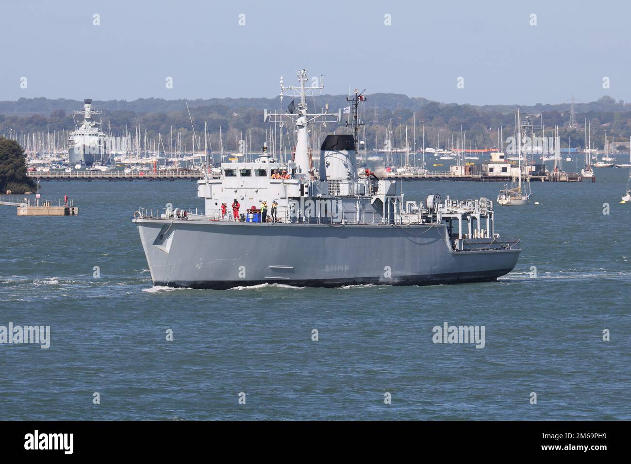 A salvage team and Admiralty pilots onboard the ex-Royal Navy ...