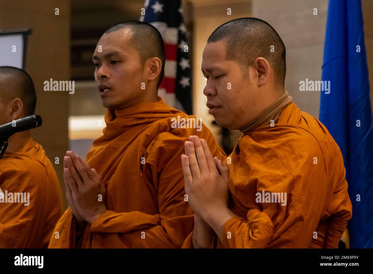 Thai Monks from the Wat Promwachirayan Thai Buddhist temple in St ...