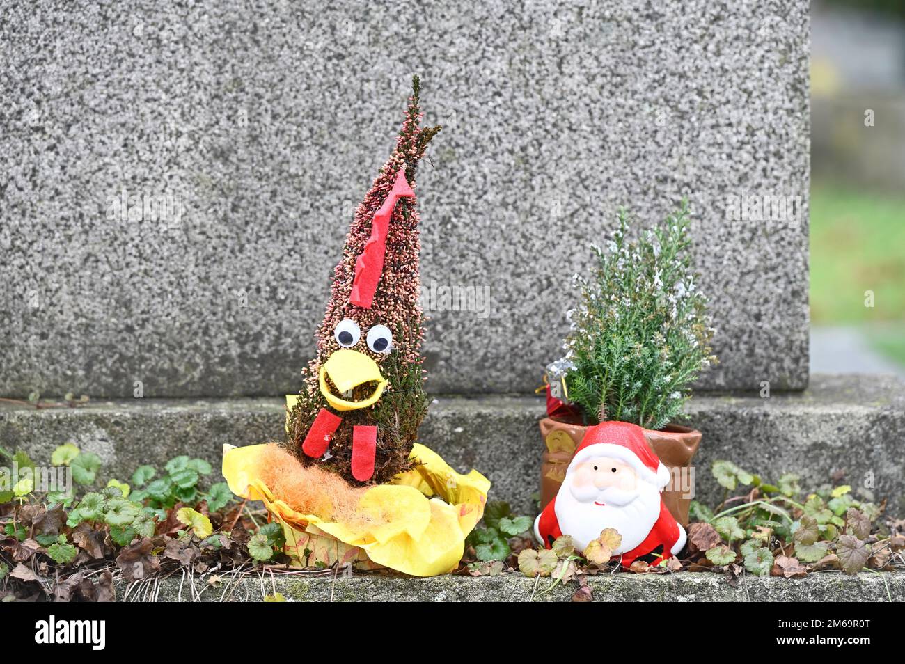 Vienna, Austria. Vienna Central Cemetery. Rooster figure made of ...