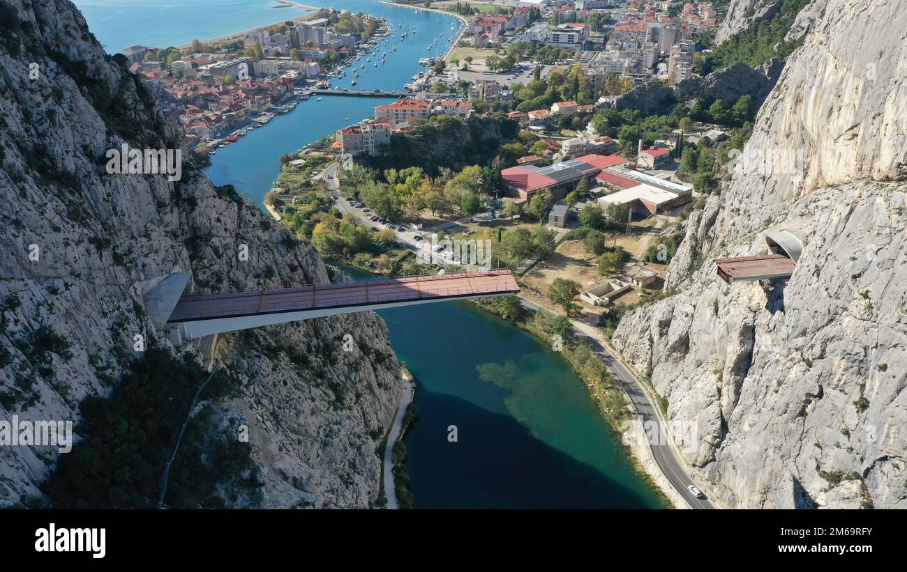 Aerial photo of construction works on a bridge over Cetina river in ...