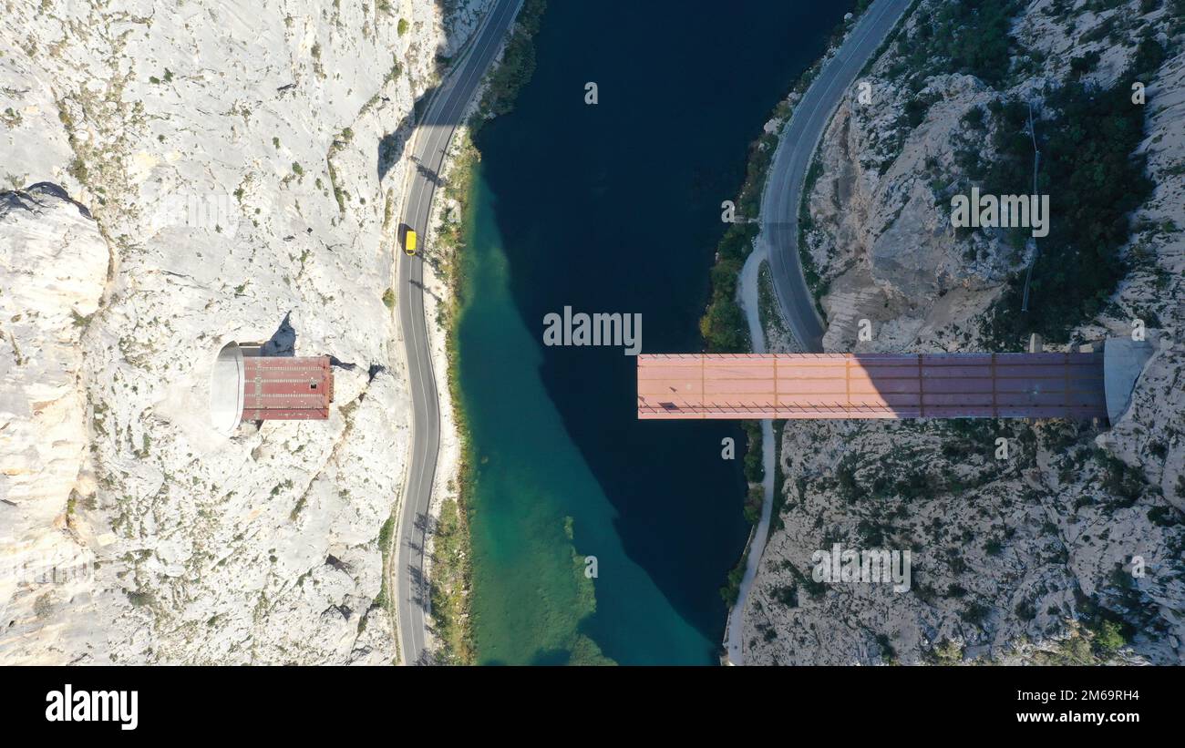 Aerial photo of construction works on a bridge over Cetina river in ...