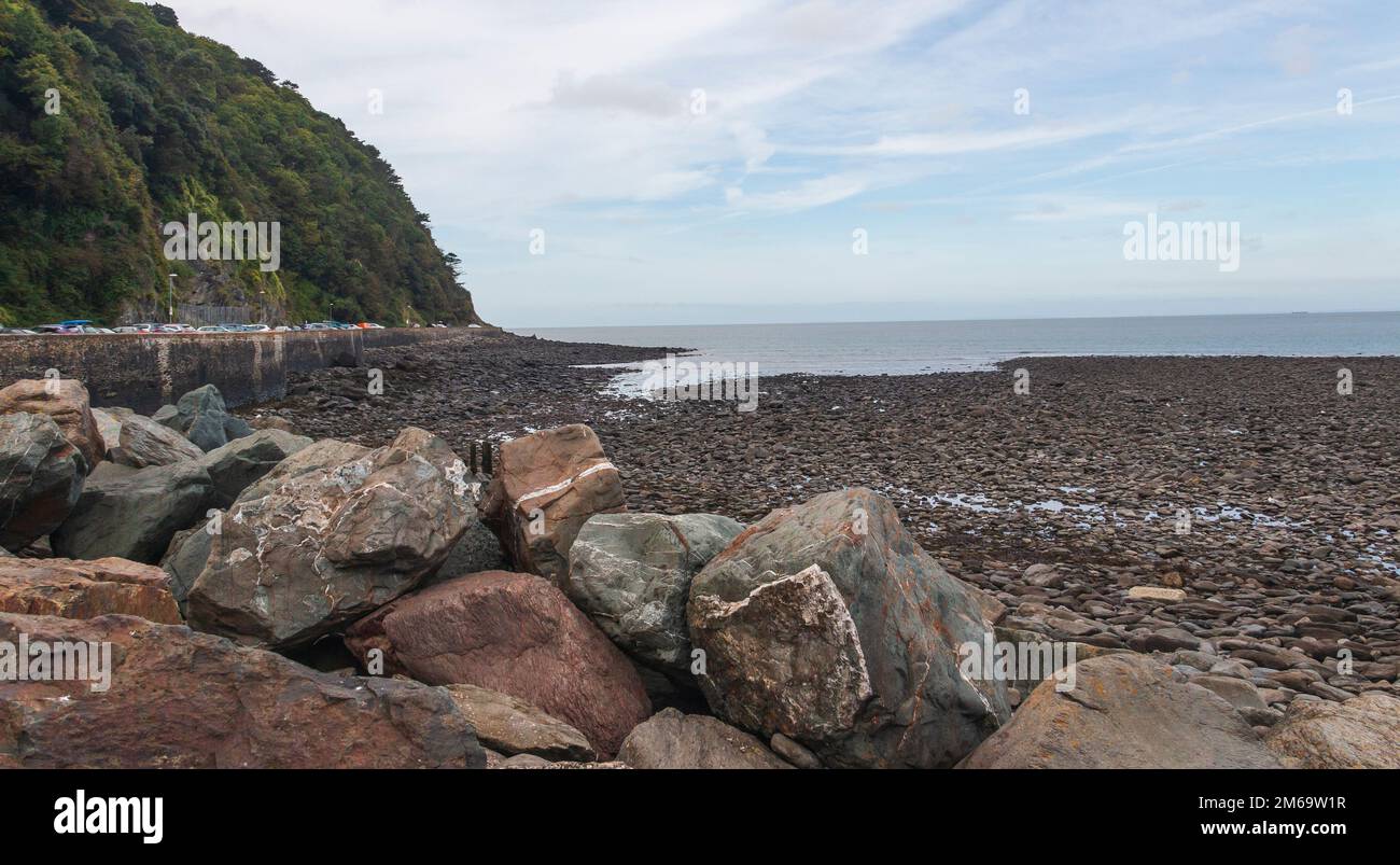 An image of large rocks forming a sea defence on the North Devon ...