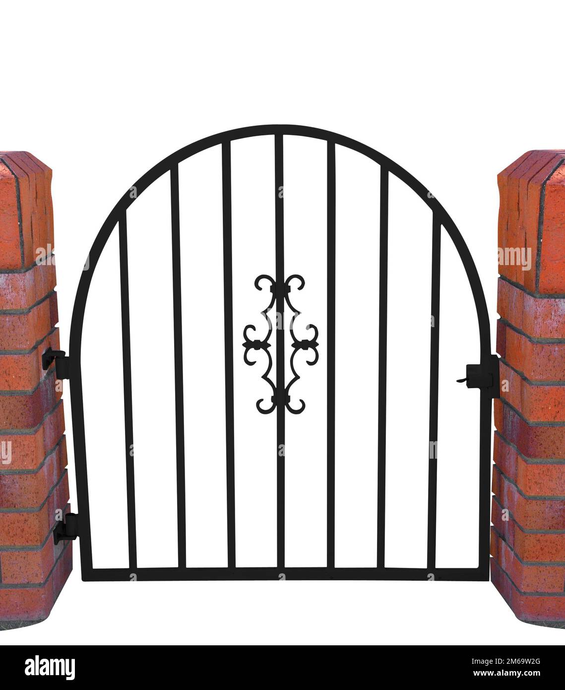 Gate with Brick Pillars Stock Photo - Alamy
