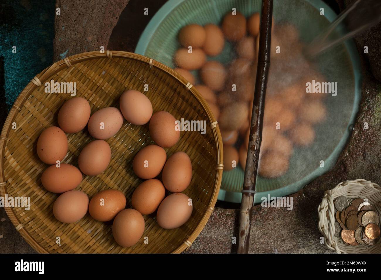 Onsen tamago, or hot springs eggs, are cooked in the natural hot waters ...