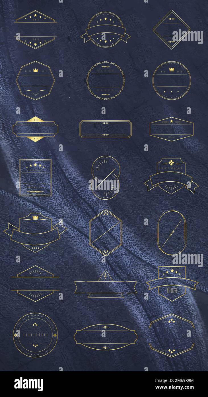 White badges on blue background vector collection Stock Vector Image ...