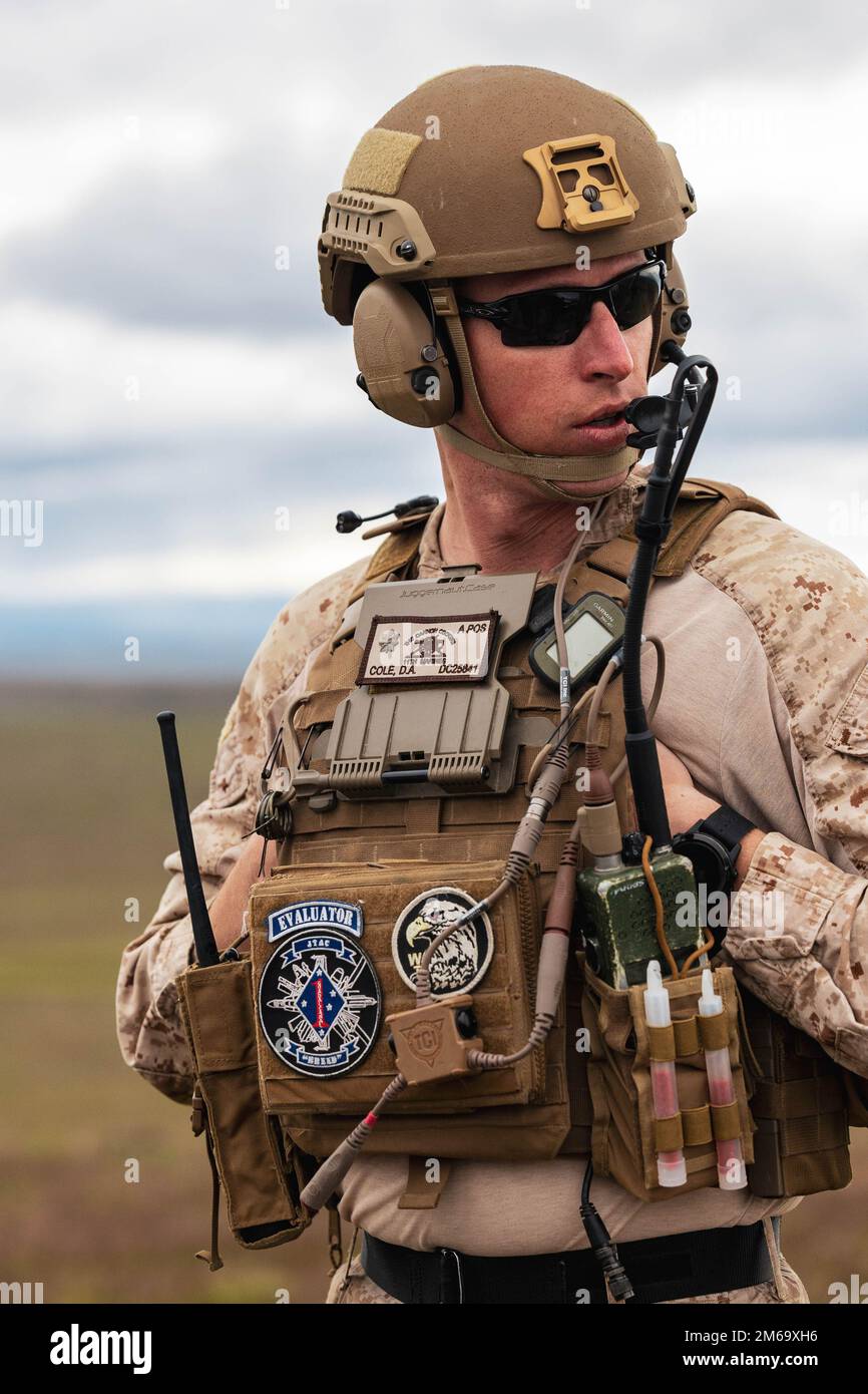 U.S. Marine Corps Maj. David Cole, Air Officer with 1st Battalion, 11th ...