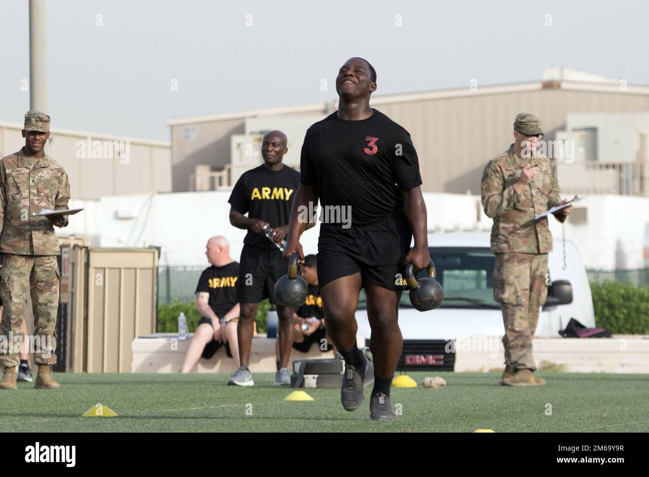 Spc. Brandon Kiner, a Soldier assigned to 3rd Expeditionary Sustainment ...